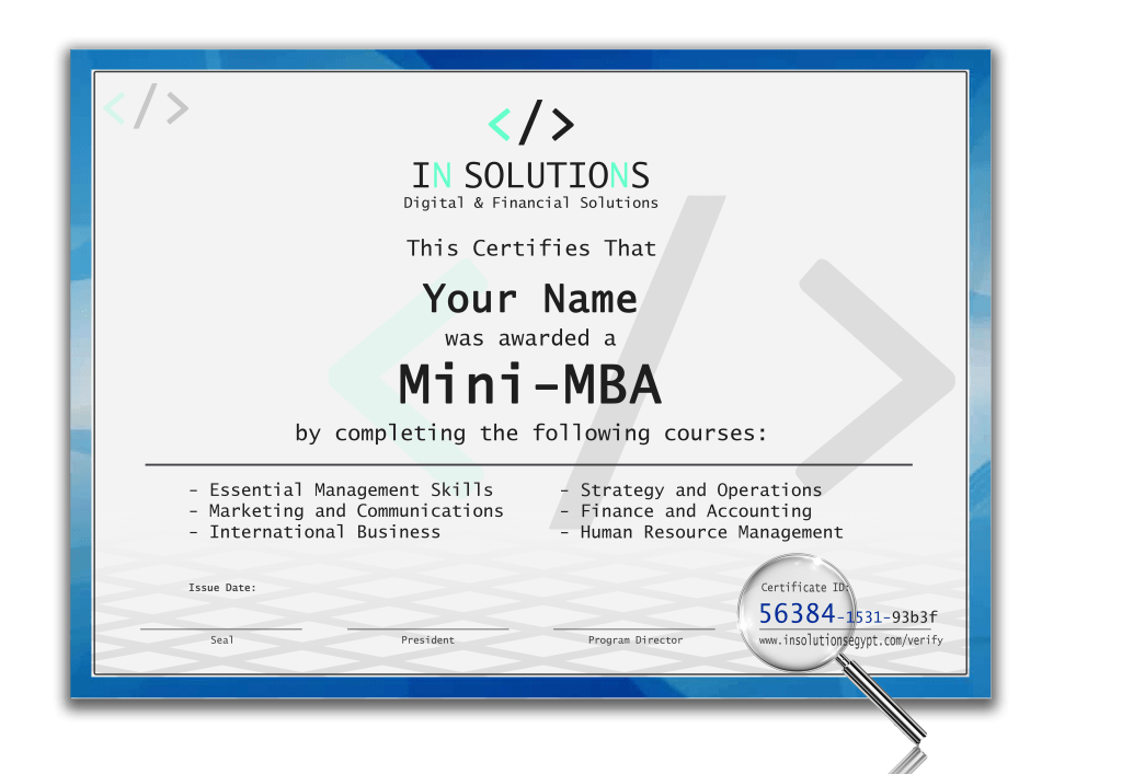 Mini-MBA Certificate - IN SOLUTIONS