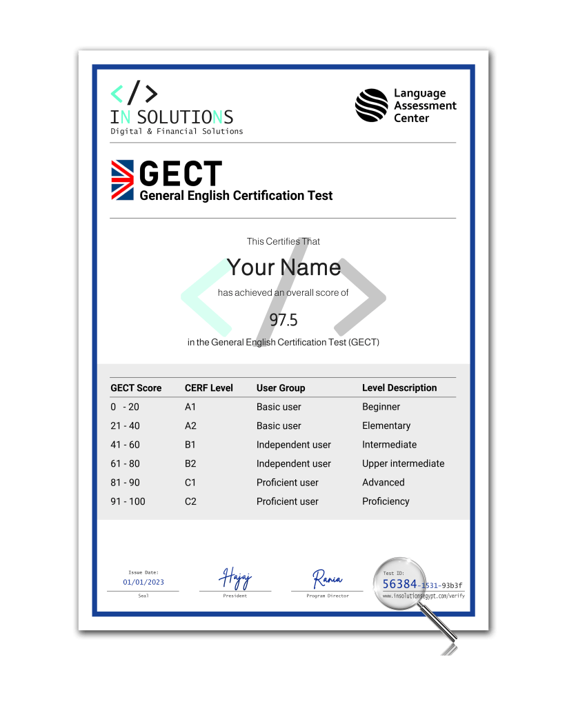 General English Certification Test GECT - IN SOLUTIONS